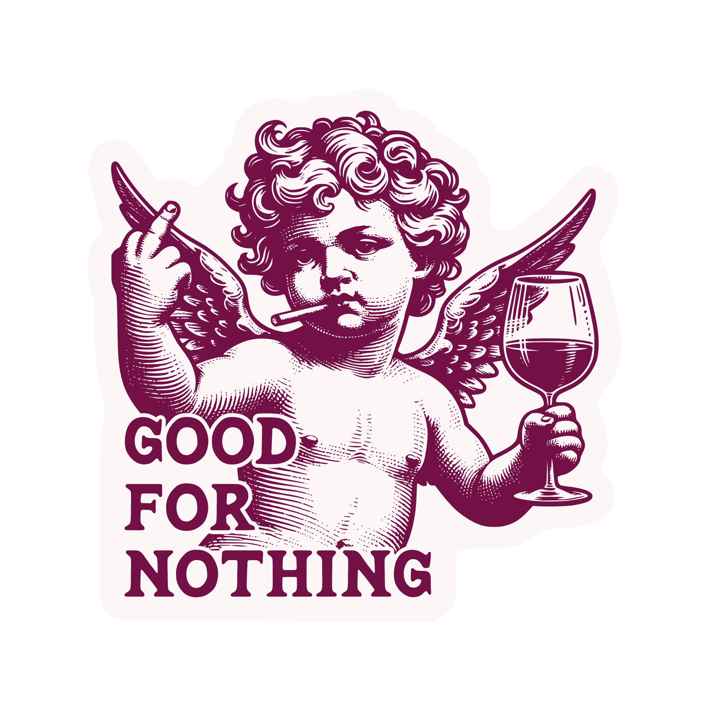 Good For Nothing Angel Sticker – Odd Bird Gifts
